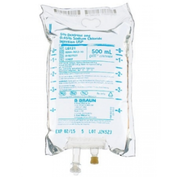 5% Dextrose & 0.45% Sodium Chloride Irrigation 500ml (16612)