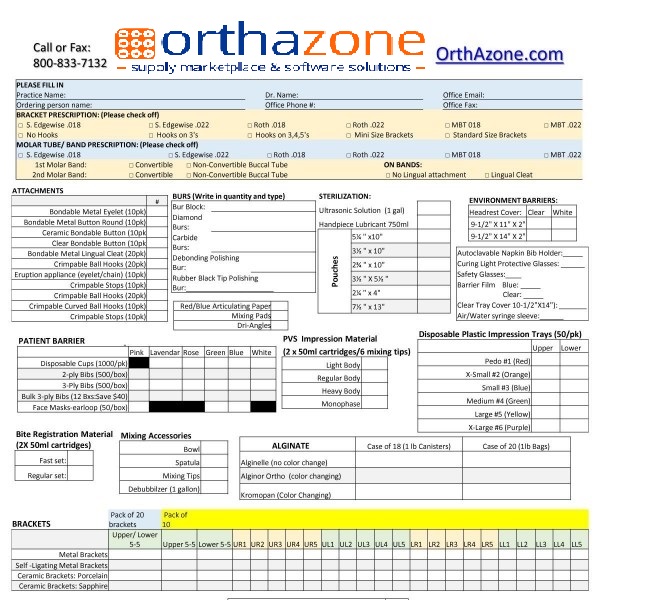 Complimentary Ortho Inventory Management Form (20919)