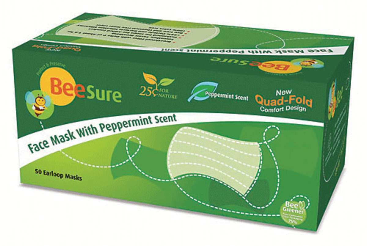 BeeSure Earloop Masks Mint Blue 50/Bx ASTM 2 (27861)