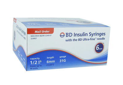 Insulin Syringe Ultra-Fine Short .5cc 31g x 5/16" 100/Pk x 5/Cs (15614)