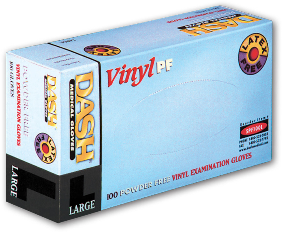 DASH PF Vinyl Exam Gloves (Case of 10 boxes) (28080)
