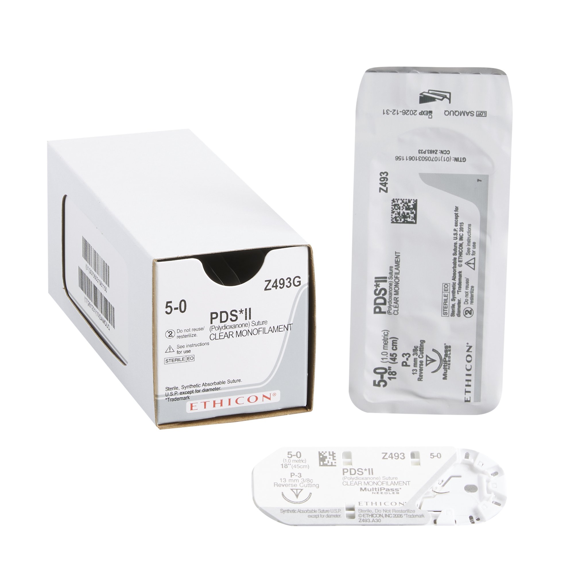Absorbable Suture with Needle PDS™ II Polydioxanone P-3 3/8 Circle Precision Reverse Cutting ...