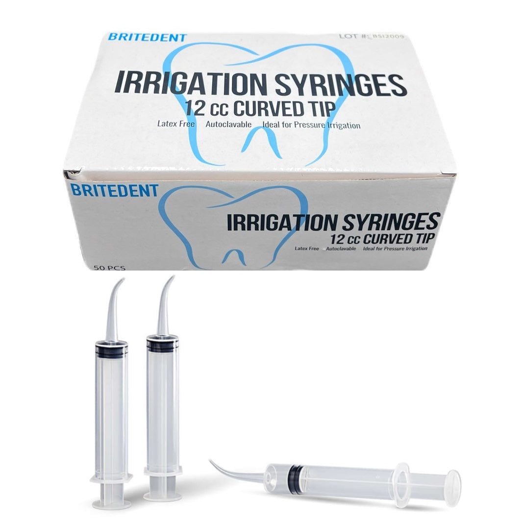 BRITEDENT Irrigation Syringes 12cc Curved Tip 50/Bx (33929)