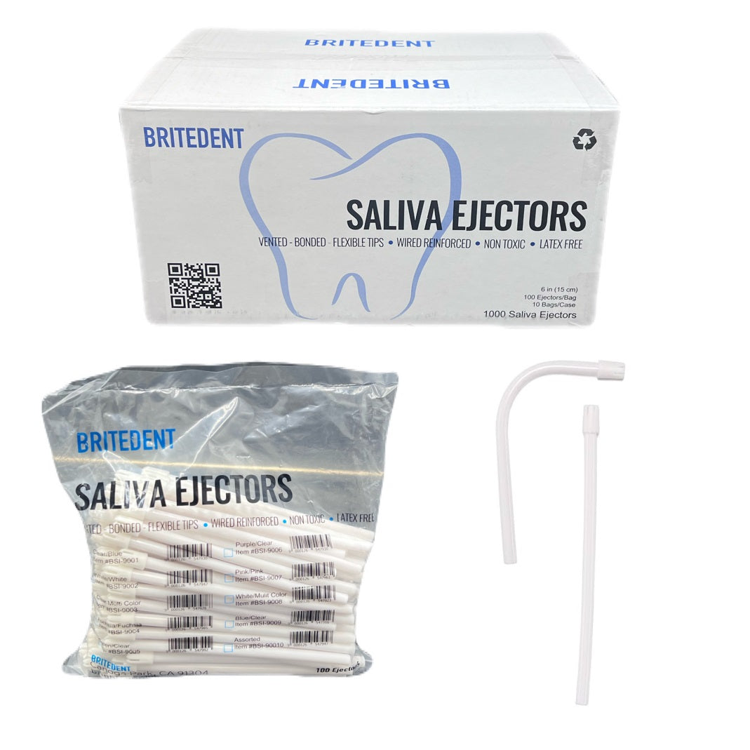 BRITEDENT Saliva Ejectors White Body With White Tips 1000/Bx (33902)
