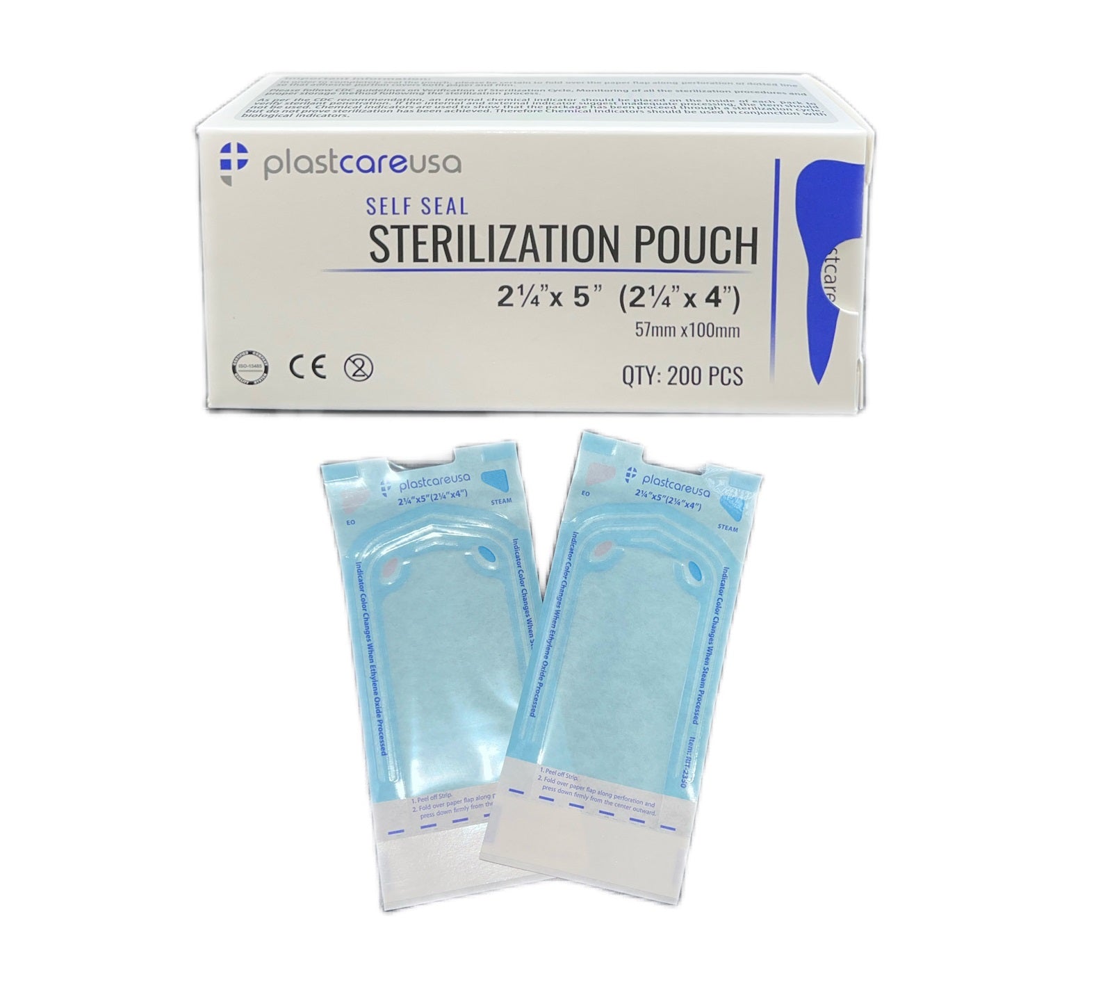 PlastCare USA Self Seal 2.25 x 5 Sterilization Pouches 200/Bx (33867)