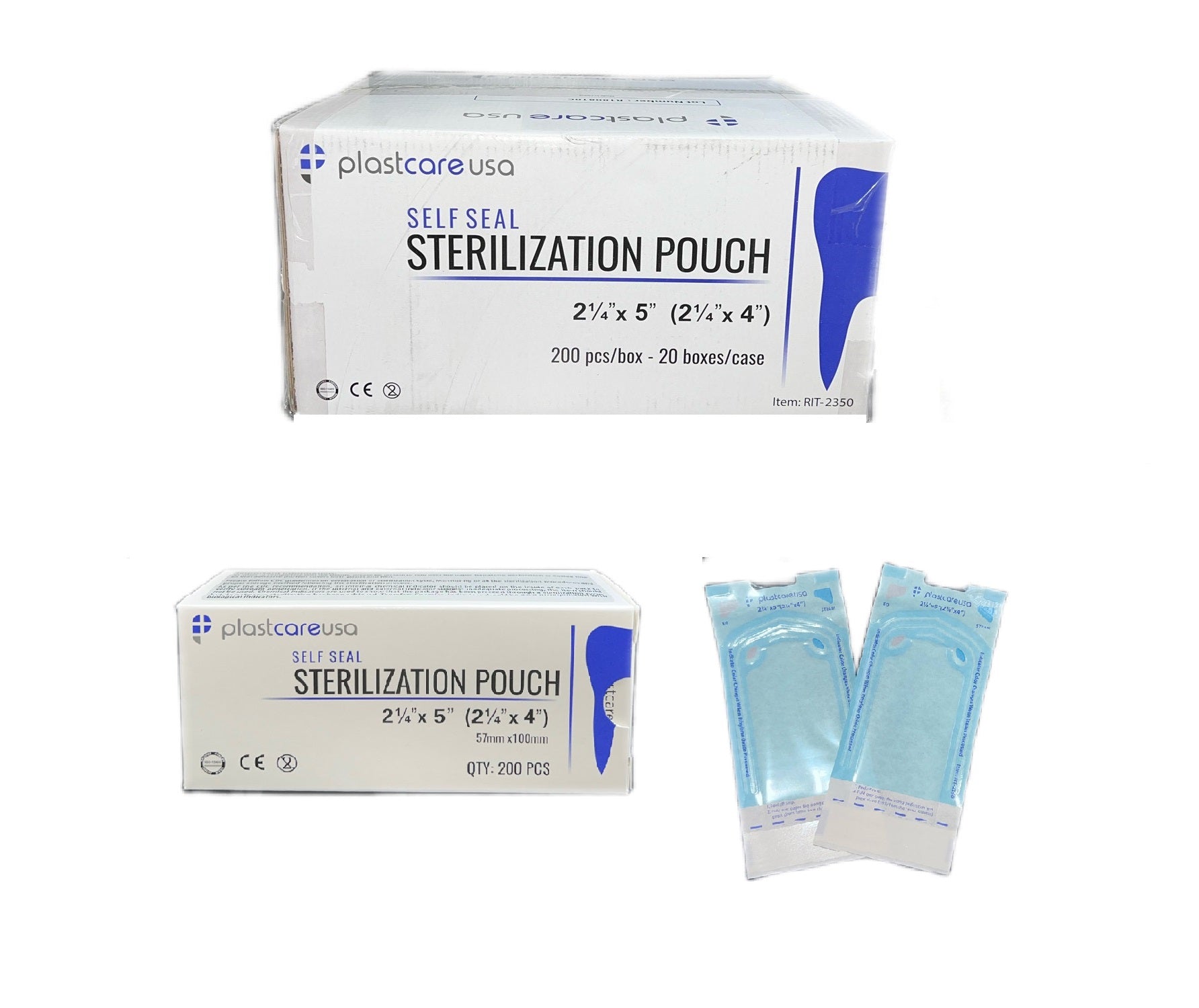 PlastCare USA Self Seal 2.25 x 5 Sterilization Pouches 4000/Bx (33868)