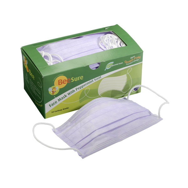 BeeSure Mint Earloop Face Mask - Lavender (50 ct) (3567)