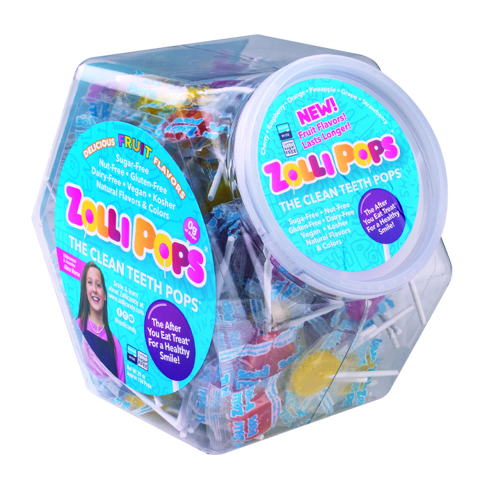 ZolliPops Assorted Fruit Flavor Lollipops - 125 per canister (27372)