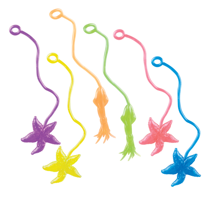 5" Sticky Sea Animals-Assorted - 72/pk (27657)