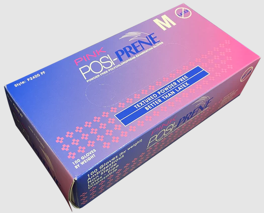 Pink Posi Prene Neoprene Exam Gloves (100/box)(12/case) (31906)