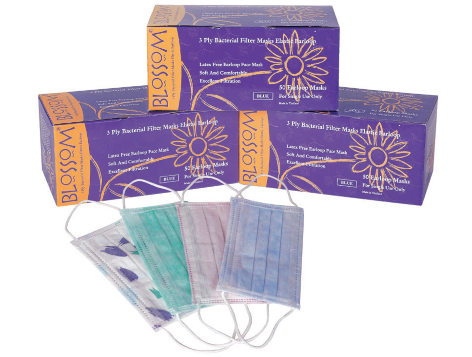 Blossom® Face Mask (3 Ply Latex Free Ear Loop – Level 2, 50 pcs/box, 12 ...